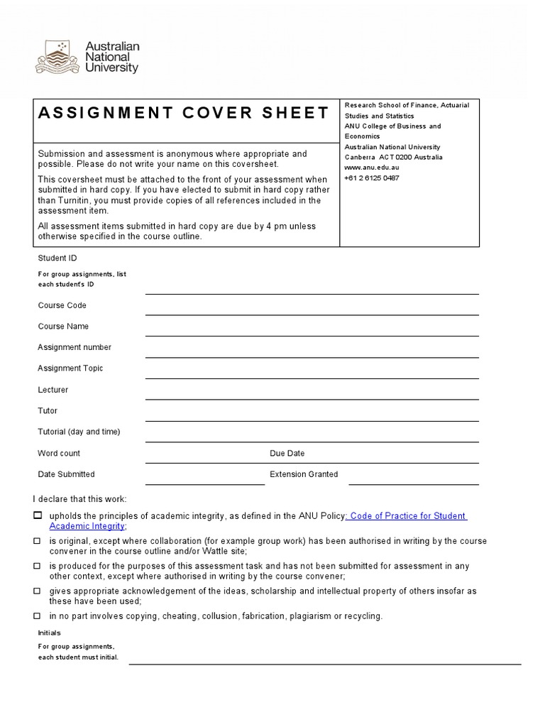 Assignment Cover Sheet: Student ID | PDF