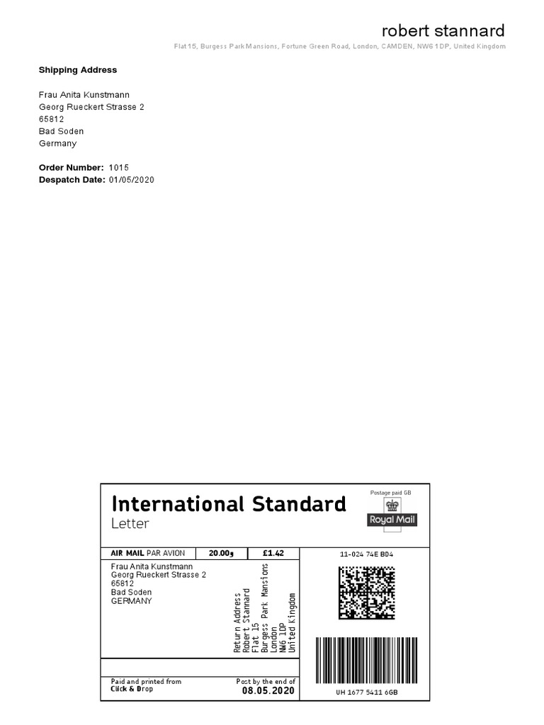 Tante Anita Stamp Order-1015-Label PDF | PDF