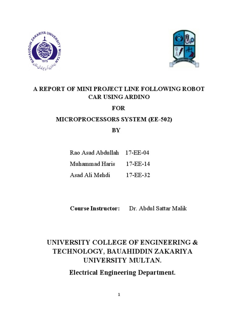 Mini Line Follower Robot Project Report | PDF | Arduino | Electric Motor