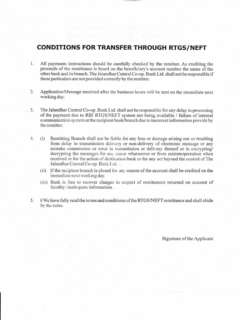 Conditions: Through Rtgs/Neft | PDF
