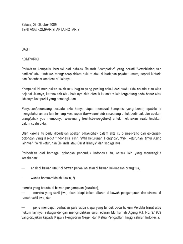 Contoh Komparisi Menghadap Notaris | PDF
