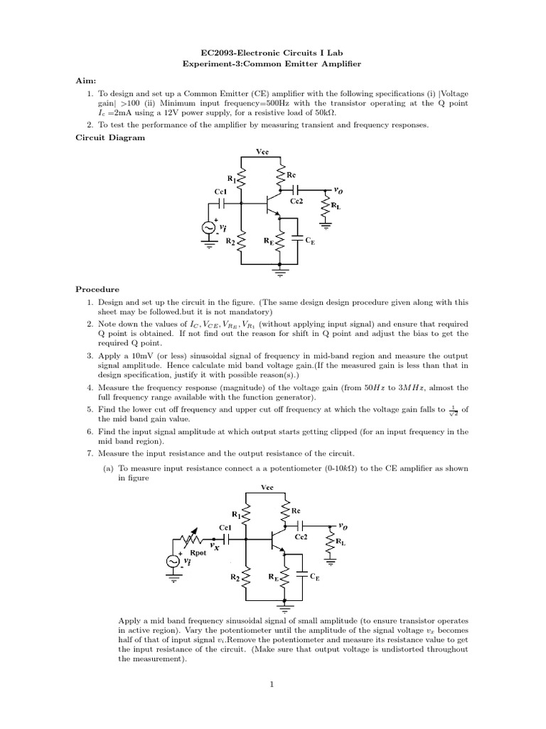 EC1 Lab Exp3 PDF | PDF | Amplifier | Amplitude