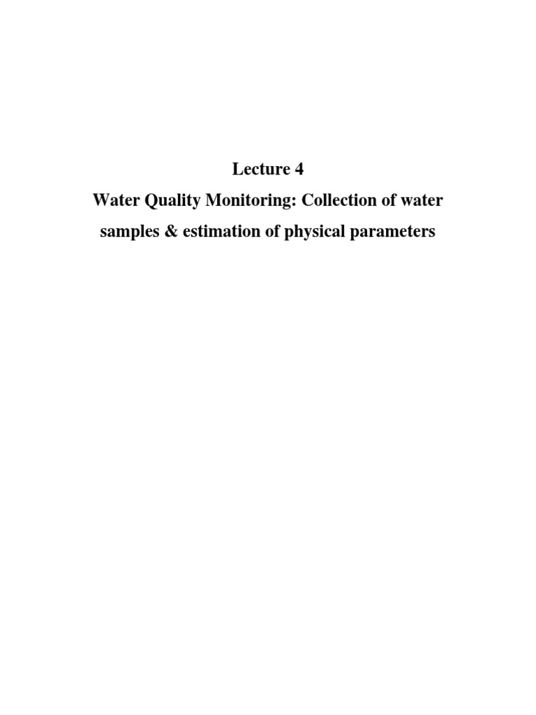 Physical Parameters of Water Quality | PDF