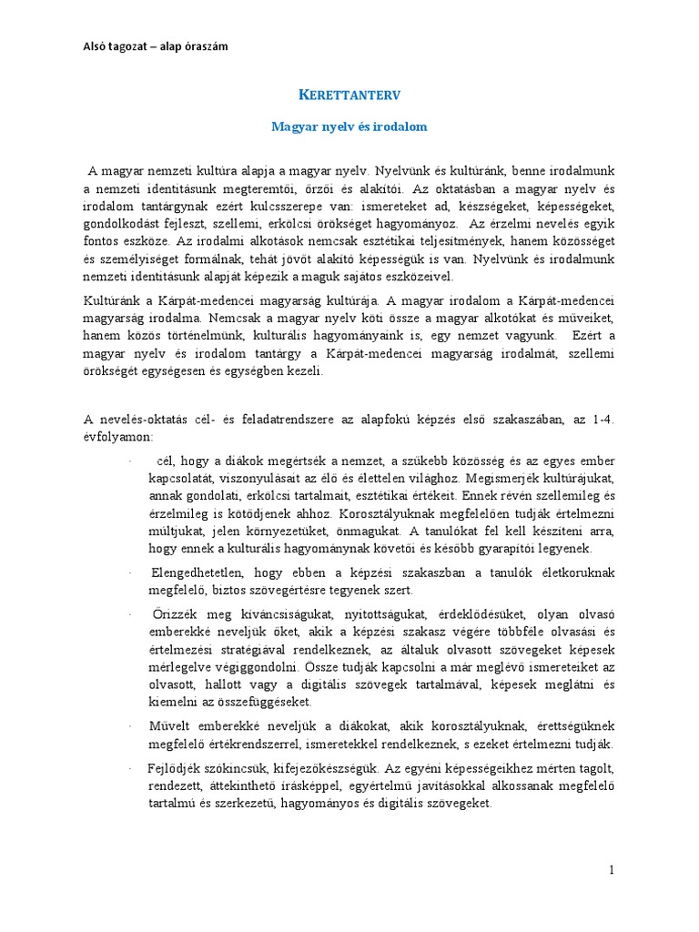 Magyar Nyelv Es Irodalom A | PDF