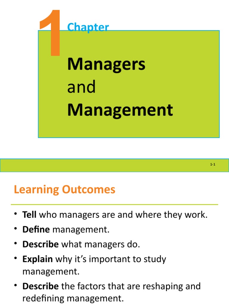 Chapter - 1 - Managers and Management | PDF | Goal | Action (Philosophy)