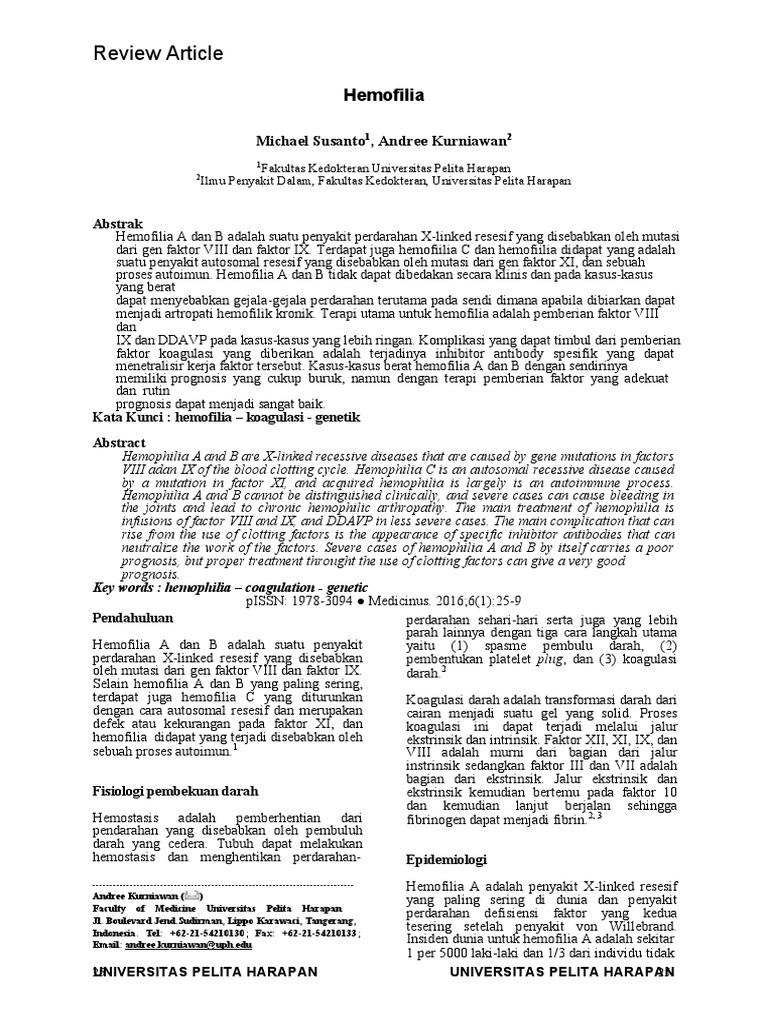 2587-4748-2-PB Jurnal Hemofilia REview | PDF | Sains & Matematika