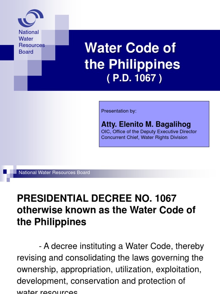 Water Code of The Philippines: Atty. Elenito M. Bagalihog | PDF | Water ...