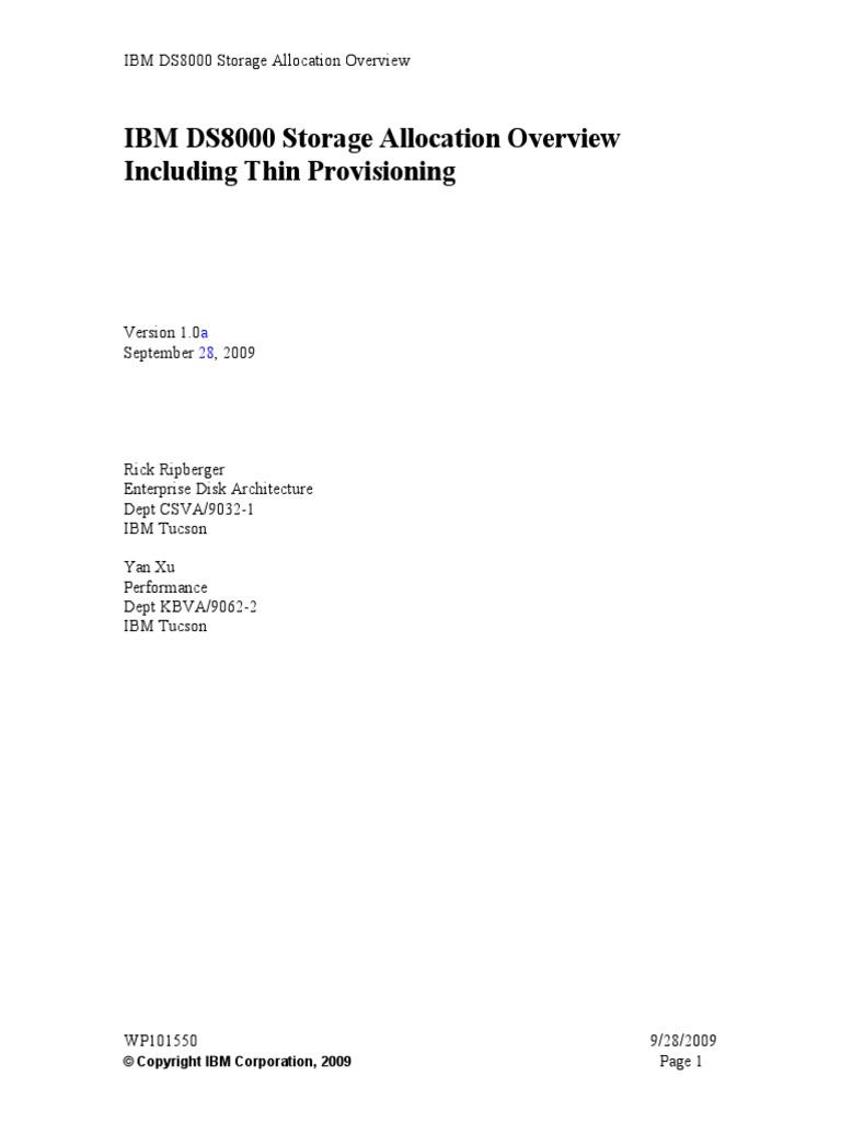 IBM DS8000 Storage Allocation Overview Including Thin Provisioning | Download Free PDF ...