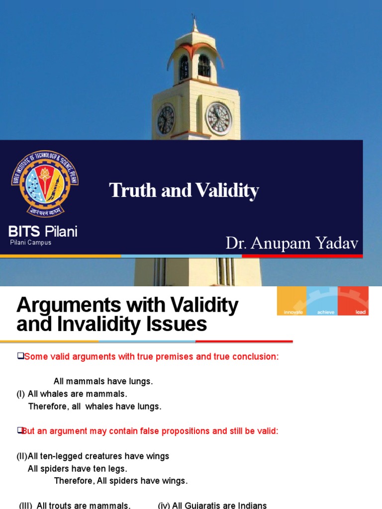 Truth and Validity: Dr. Anupam Yadav | PDF | Argument | Metaphilosophy