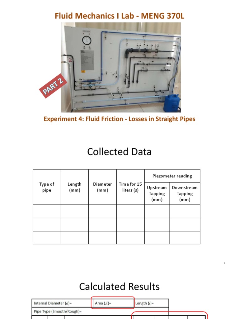 Fluid Friction in Straight Pipes Lab | PDF