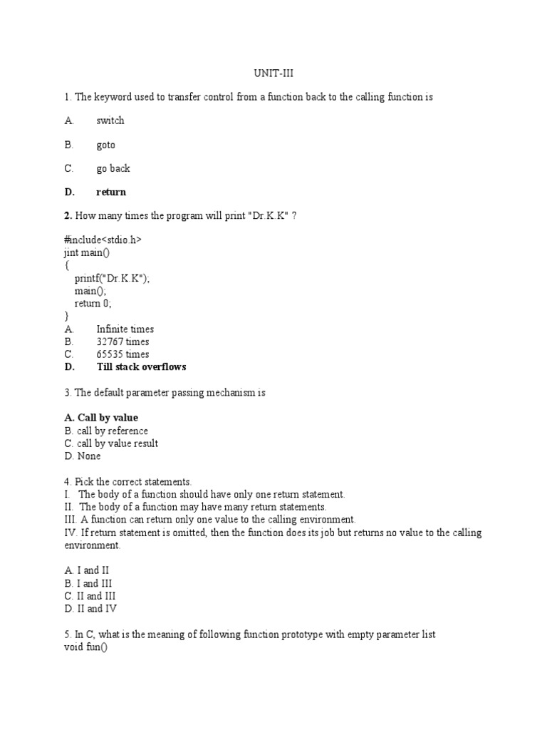 D. Return 2. How Many Times The Program Will Print "DR.K.K ...