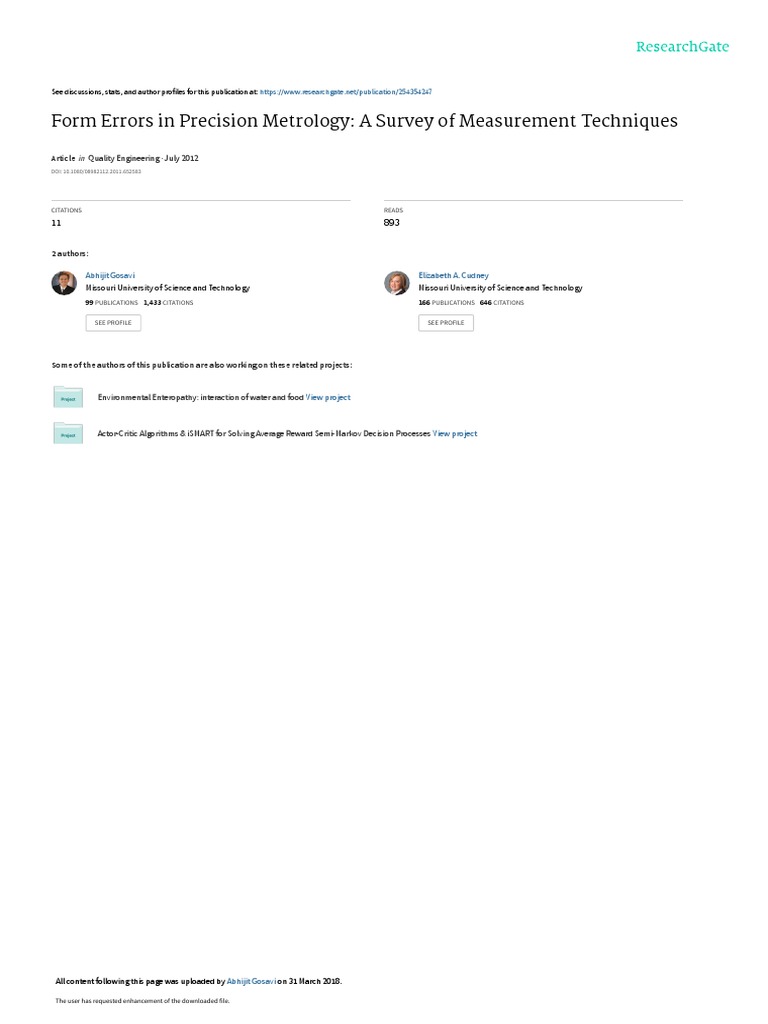 Form Errors Measurement Survey | PDF | Norm (Mathematics ...