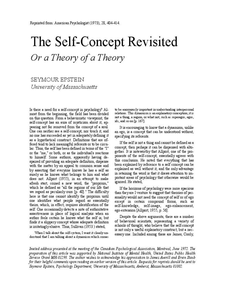 The Self-Concept Revisited: or A Theory of A Theory | PDF | Self | Self ...