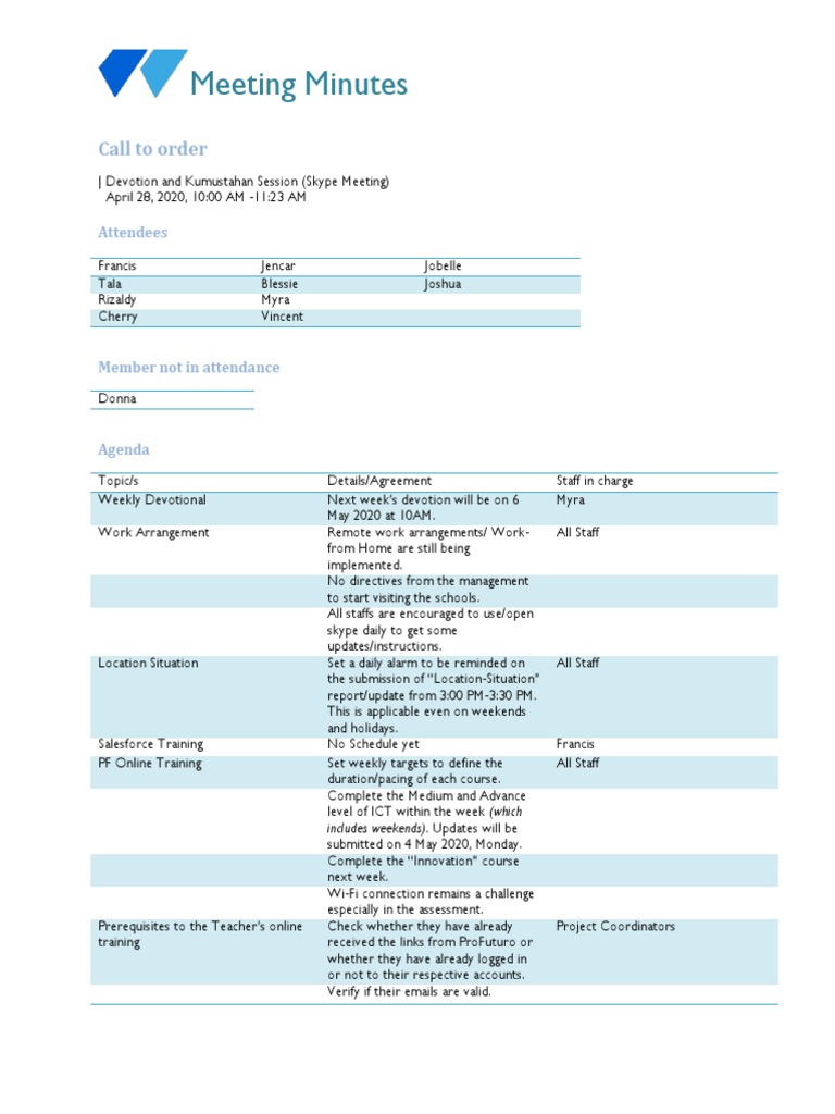April 28 Devotion and Kumustahan Session | PDF