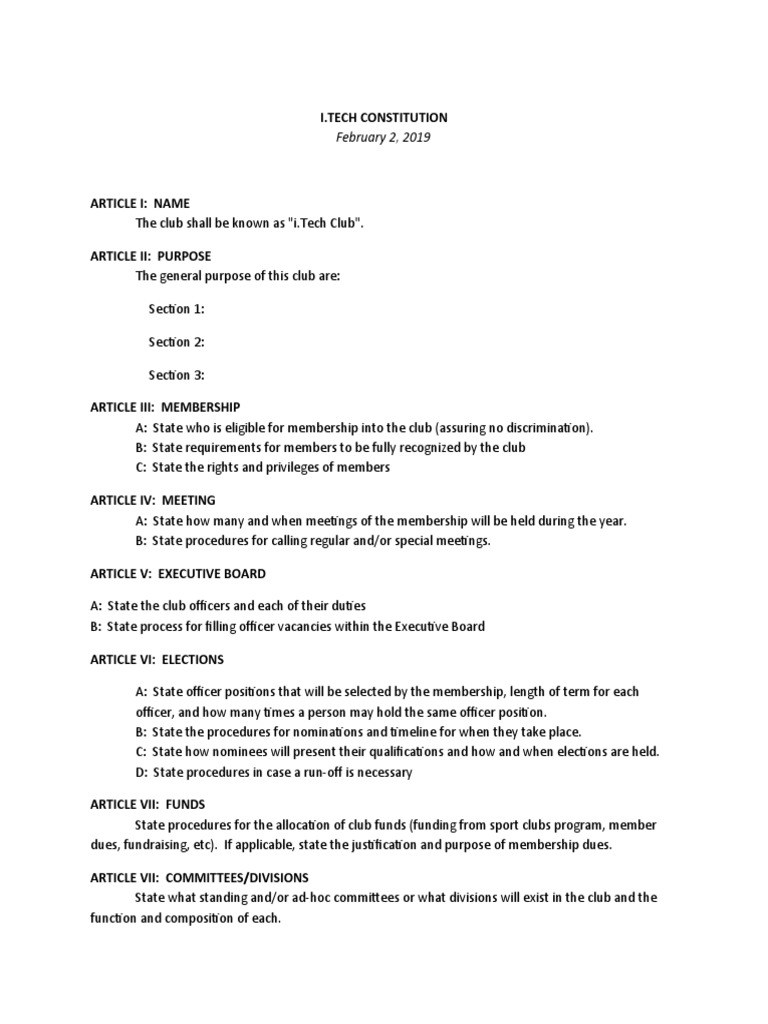 School Club Constitution | PDF