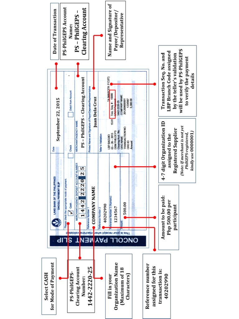 Sample Landbank Oncoll Payment Slip | PDF