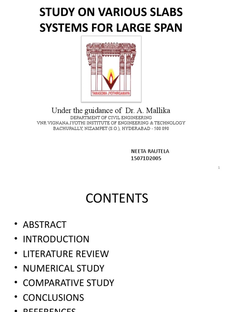 Study On Various Slabs Systems For Large Span: Under The Guidance of Dr ...