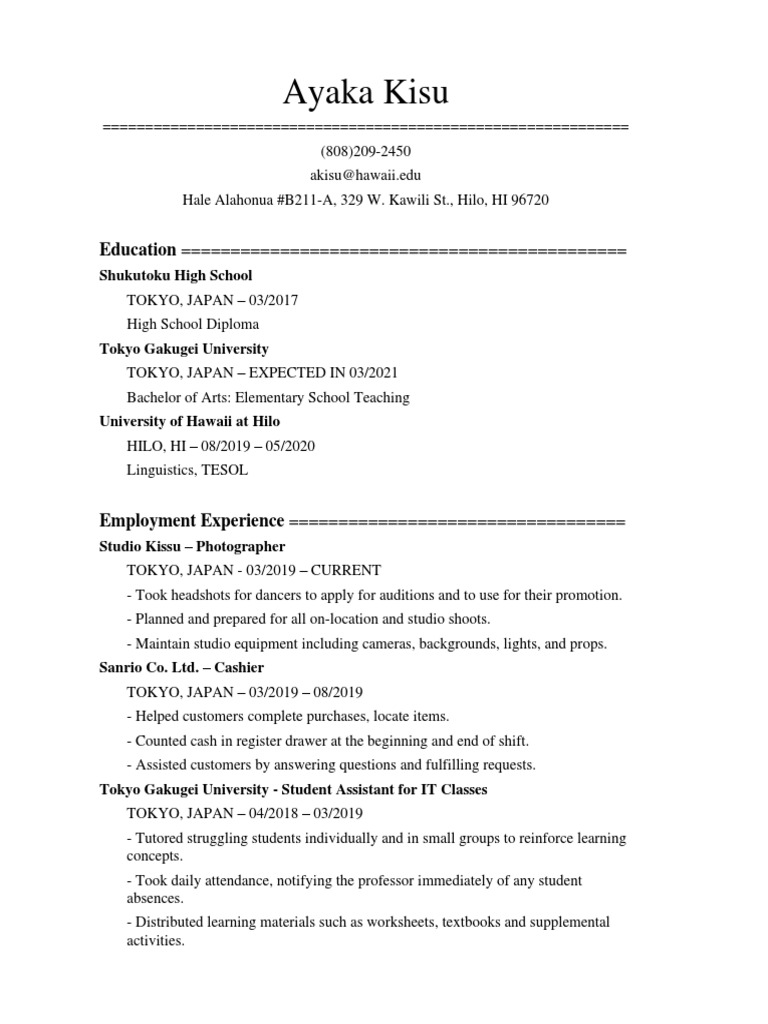Tesol Resume | PDF