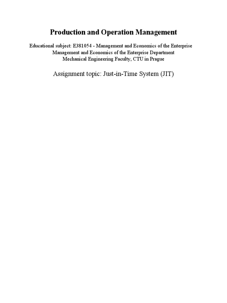 Production and Operation Management | PDF | Production And ...
