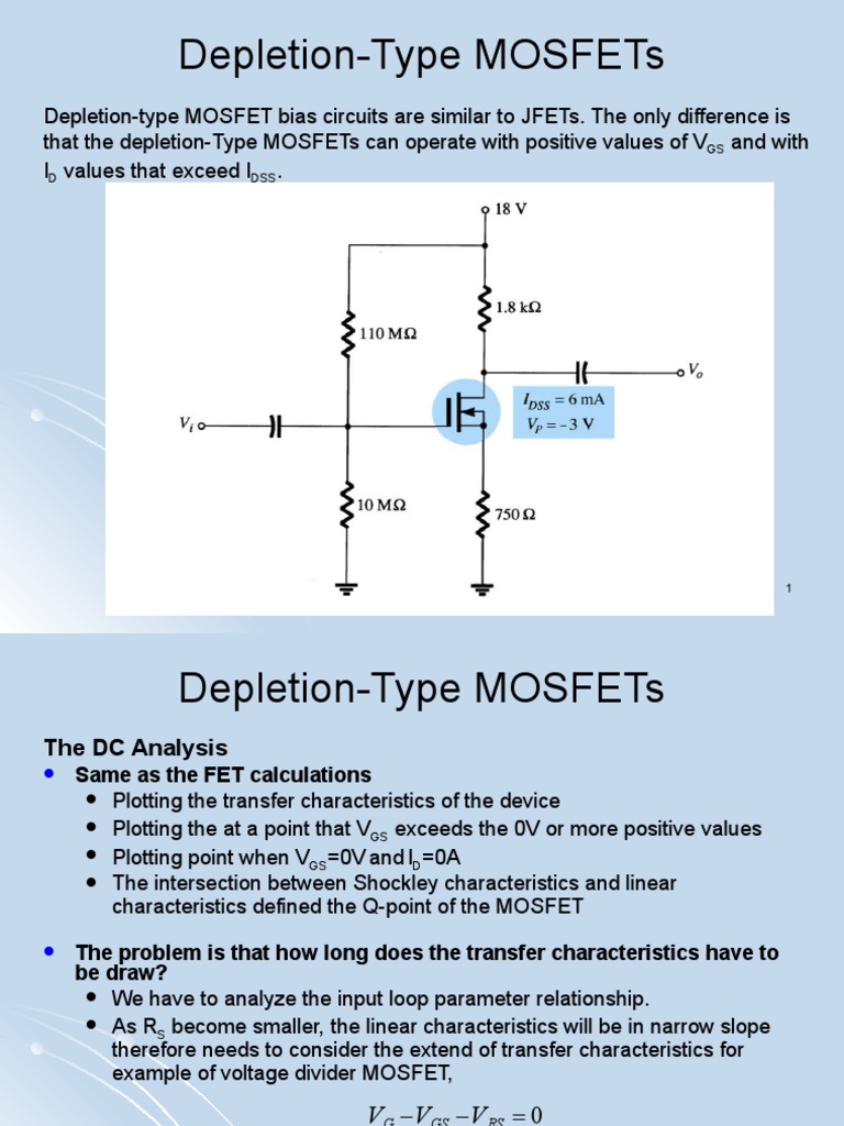 Analyzing Depletion-Type MOSFET Circuits Through DC Analysis | PDF ...