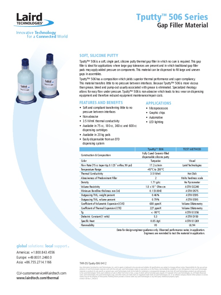 Tputty 506 Series: Gap Filler Material | PDF | Silicone | Electrical ...