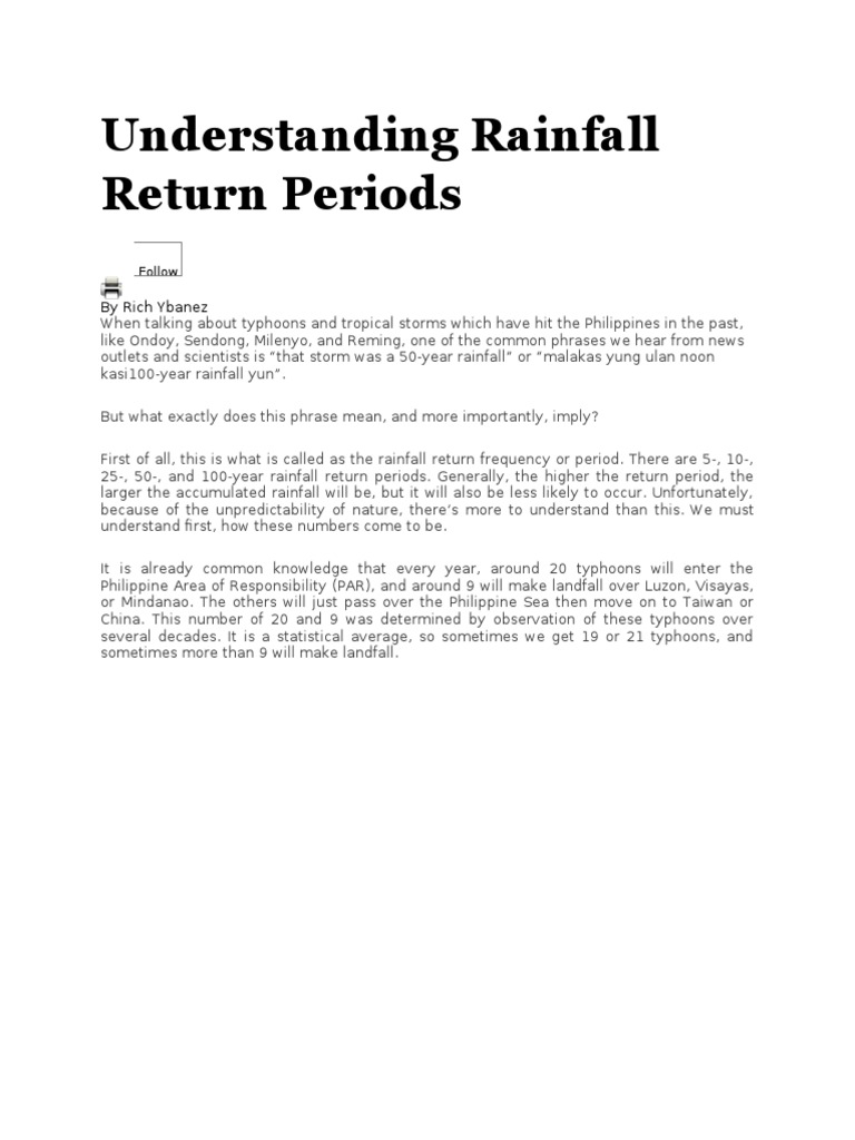 Understanding Rainfall Return Periods | PDF | Rain | Tropical Cyclones