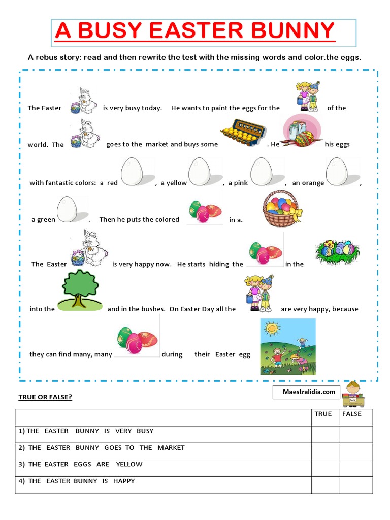A Busy Easter Bunny: A Rebus Story: Read and Then Rewrite The Test With ...