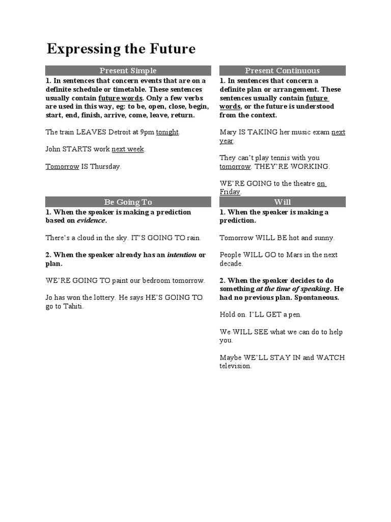 Expressing The Future: Present Simple Present Continuous | PDF