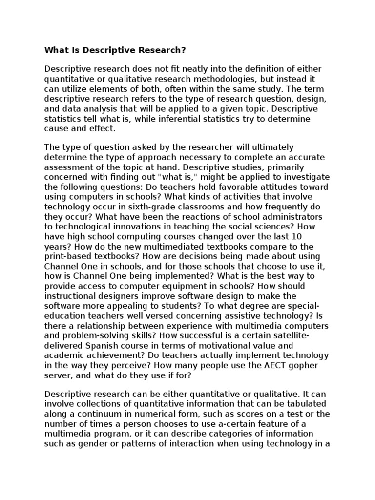 What Is Descriptive Research | Download Free PDF | Quantitative ...