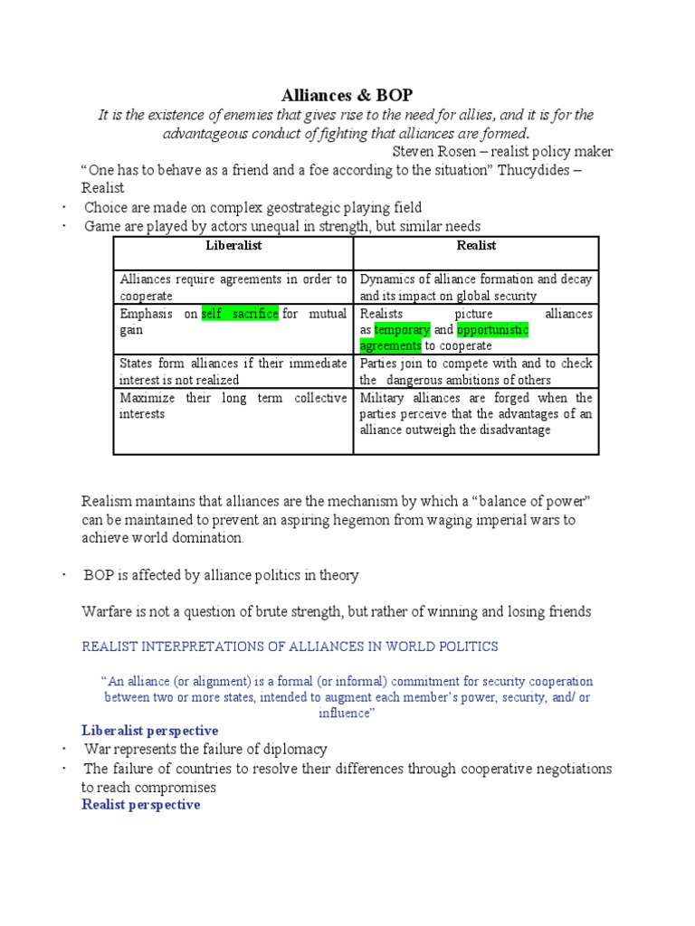Alliances & BOP | PDF | Political Science | International Relations