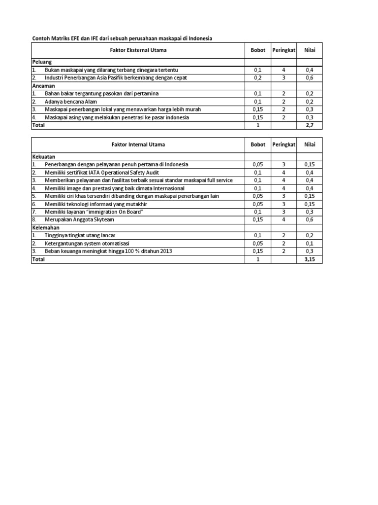 Contoh EFE & IFE PDF | PDF