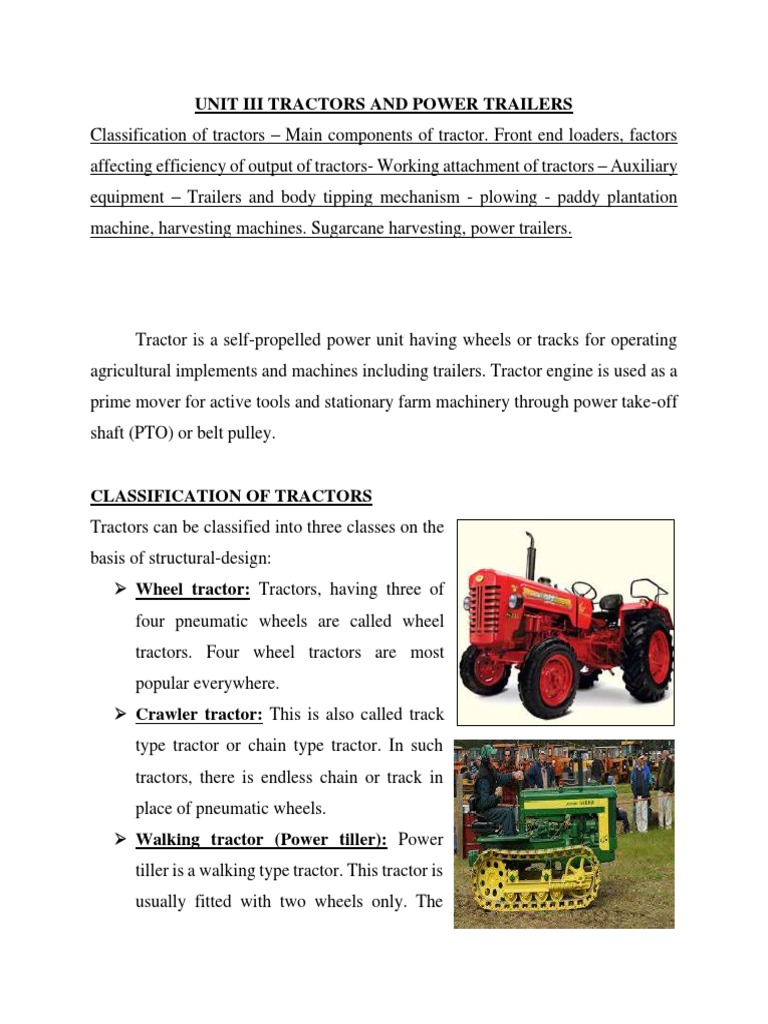Tractor Classifications and Components | PDF | Tractor | Transmission ...