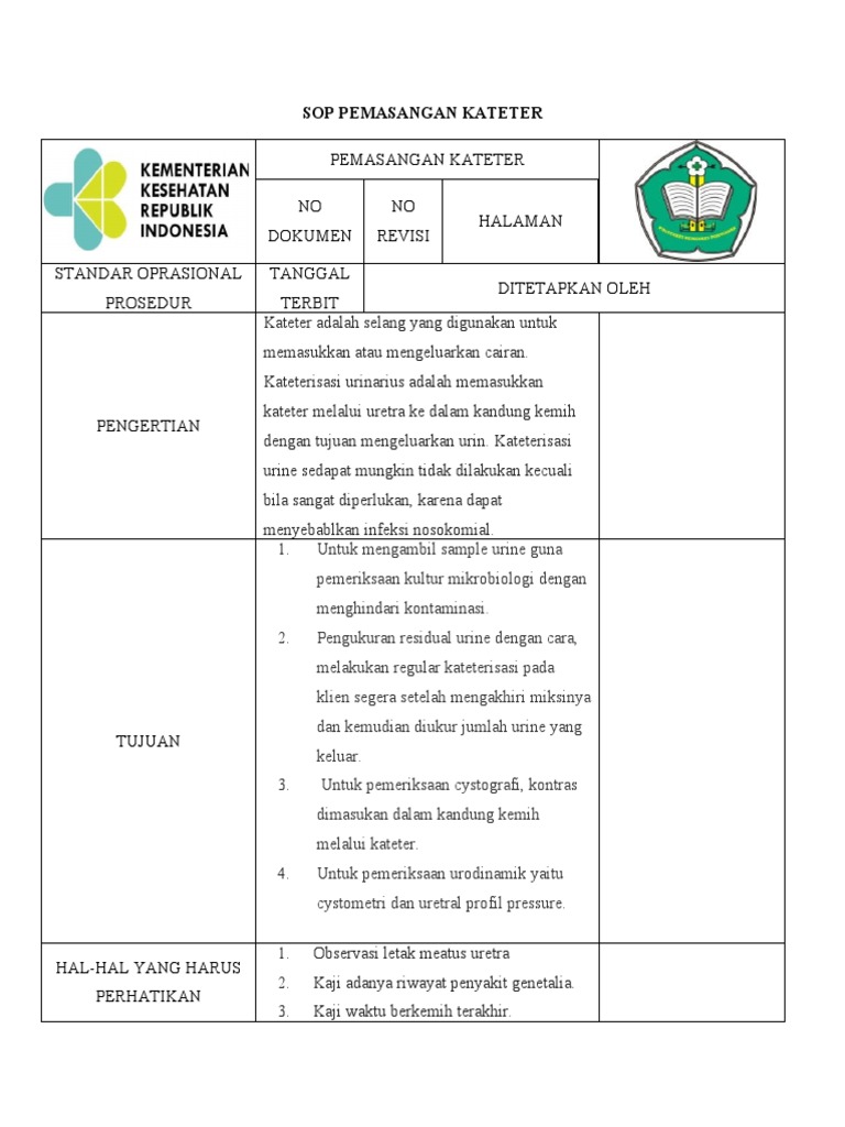 Sop Pemasangan Kateter | PDF