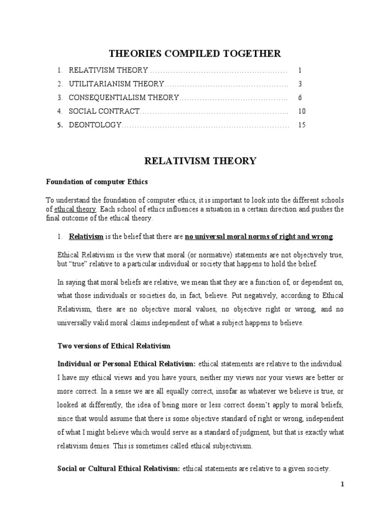 Theories Compiled | PDF | Social Contract | Utilitarianism