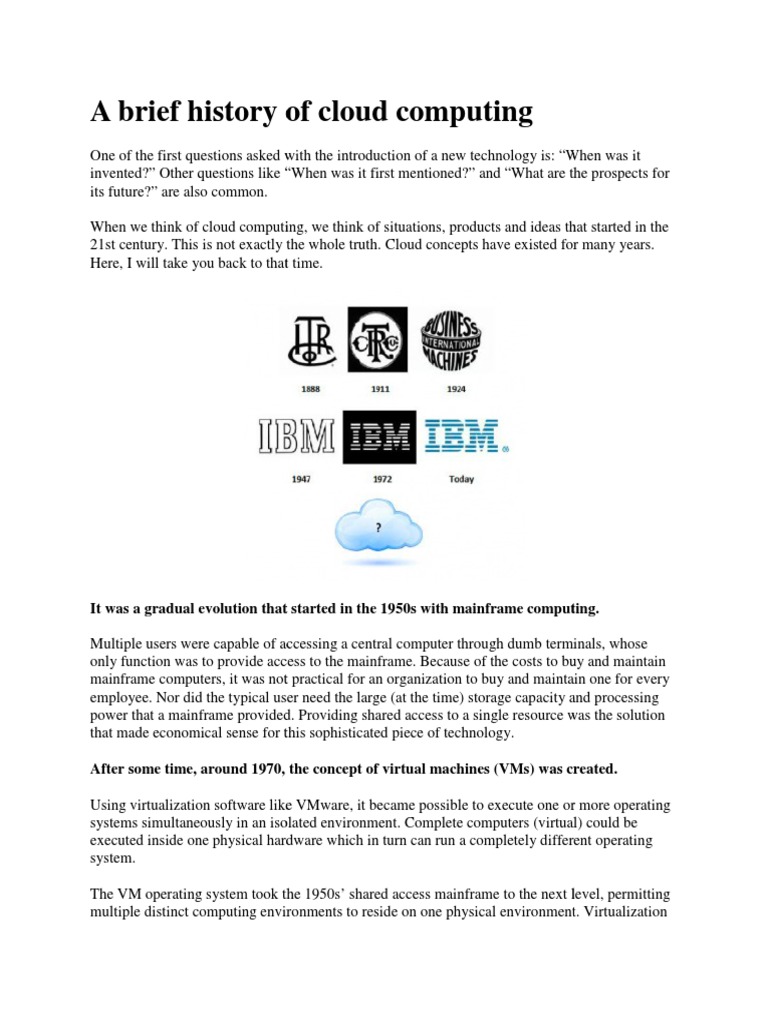 2014 06 23 2351 A Brief History of Cloud Compu | PDF | Cloud Computing | Virtual Machine