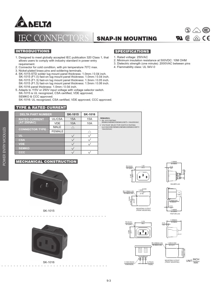 Snap-In Mounting: Specifications Introductions | PDF | Electrical ...