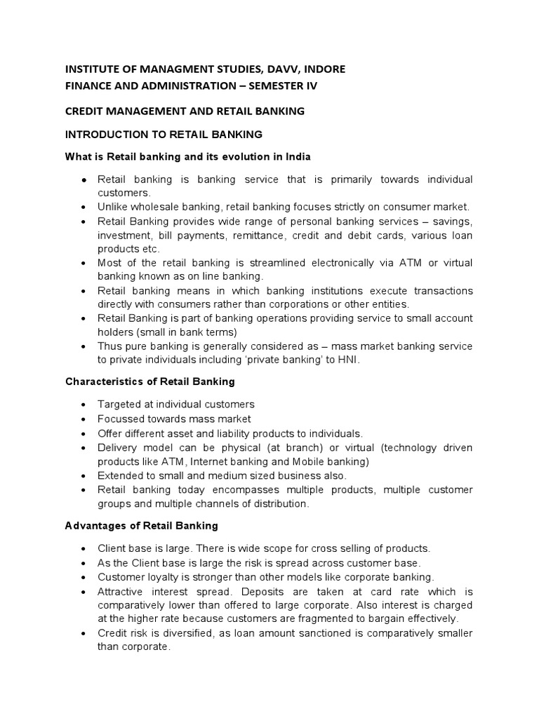 Overview of Retail Banking in India | PDF | Banks | Retail