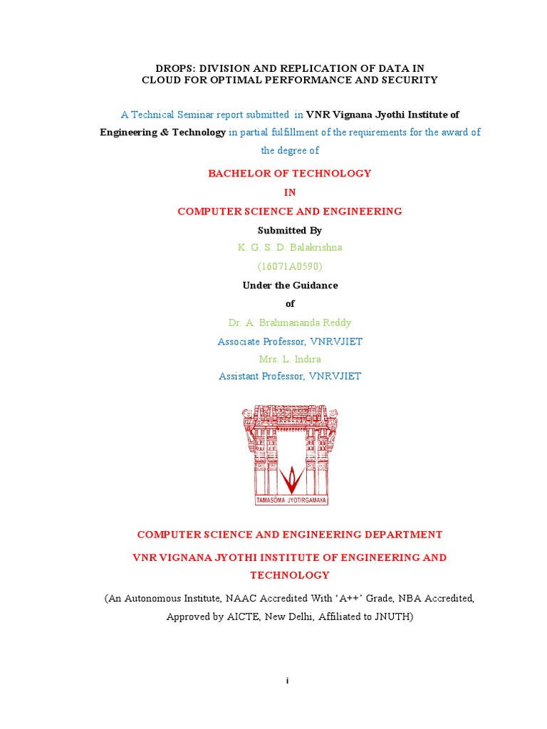 A Technical Seminar Report Submitted in in Partial Fulfillment of The Requirements For The Award ...