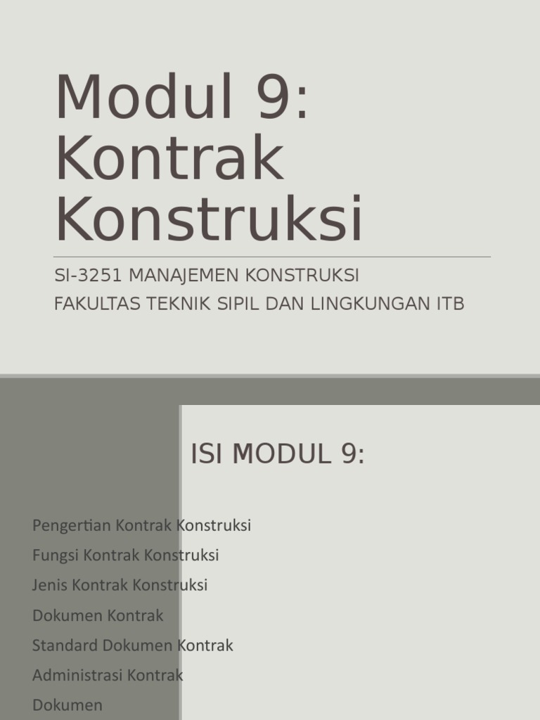 Modul 9 Kontrak Konstruksi | PDF | Bisnis | Teknologi & Rekayasa