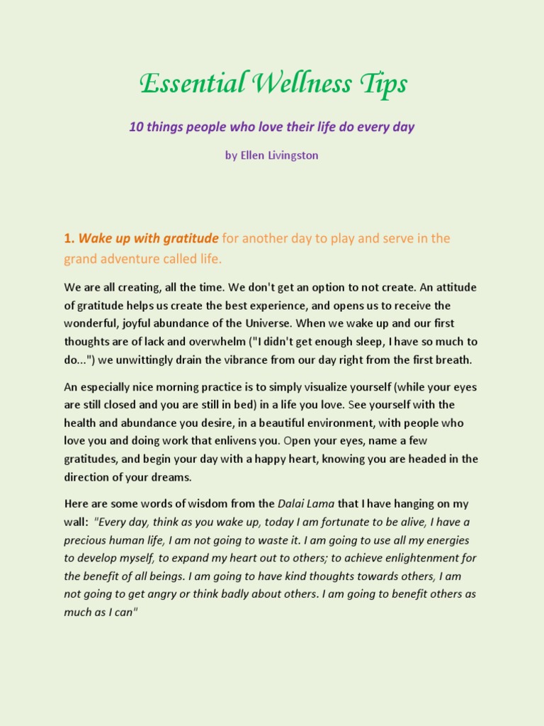Essential Wellness Tips | PDF | Courage | Gratitude