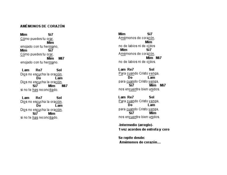 AMÉMONOS DE CORAZÓN (Mim) | PDF