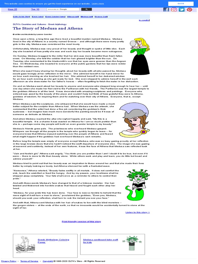 The Story of Medusa and Athena PDF | PDF | Medusa | Athena