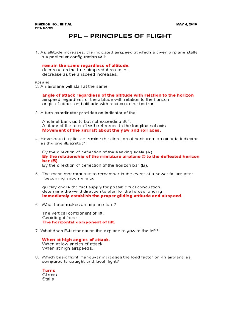 PPL - Principles of Flight: Rivision No.: Initial MAY 4, 2010 PPL Exam ...