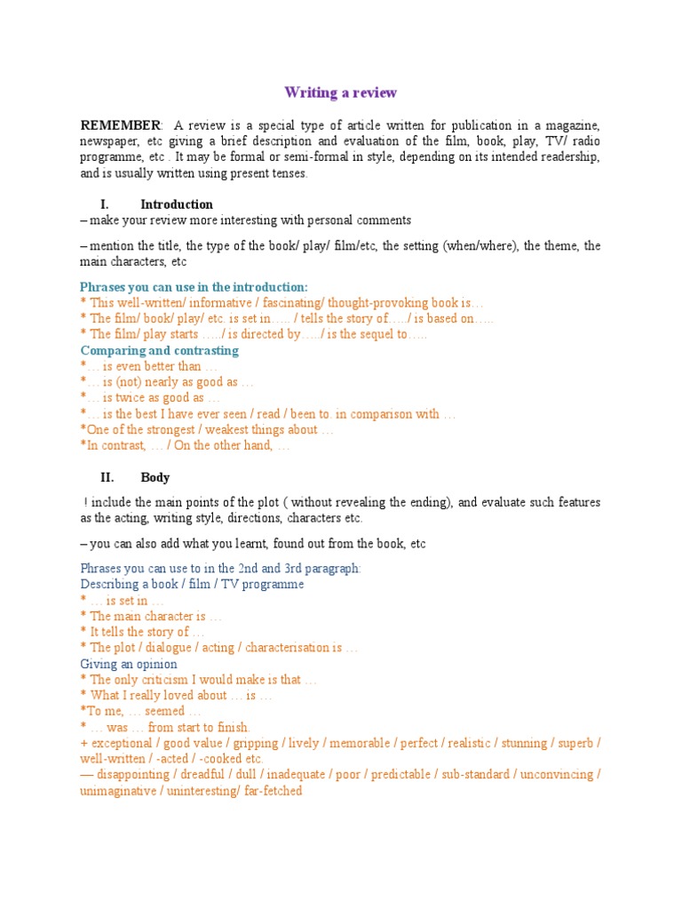 Writing A Review: REMEMBER: A Review Is A Special Type of Article ...