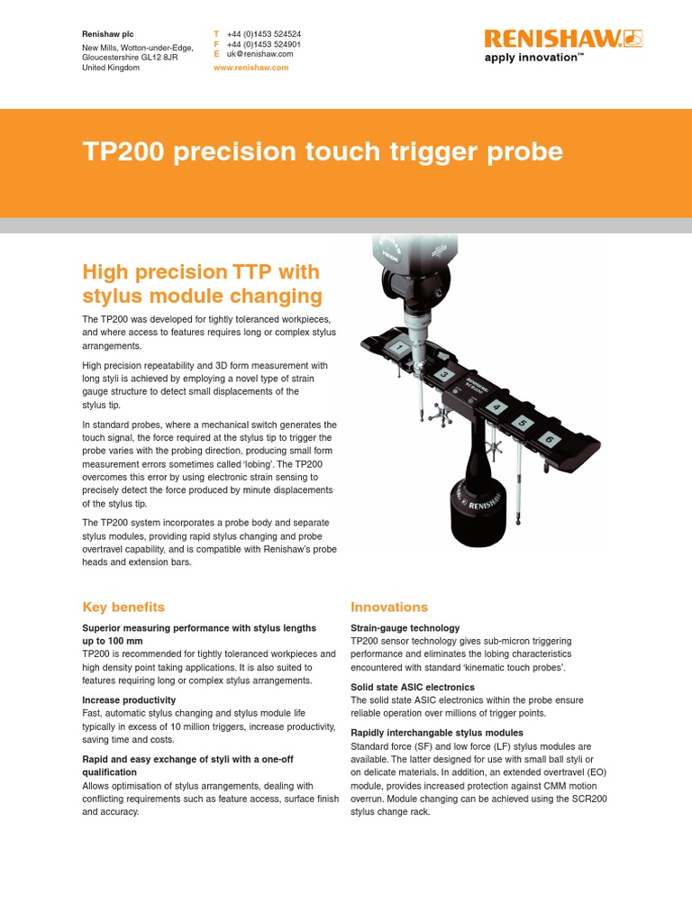 TP200 Precision Touch Trigger Probe: High Precision TTP With Stylus ...