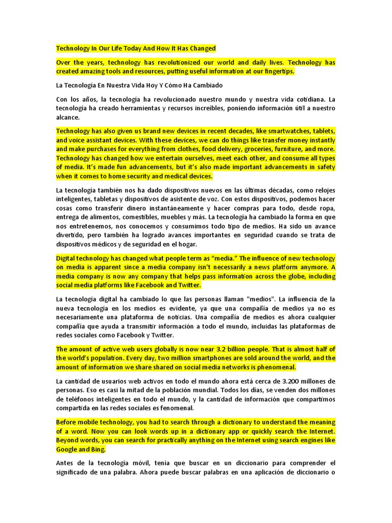 Technology in Our Life Today and How It Has Changed | PDF | Internet ...