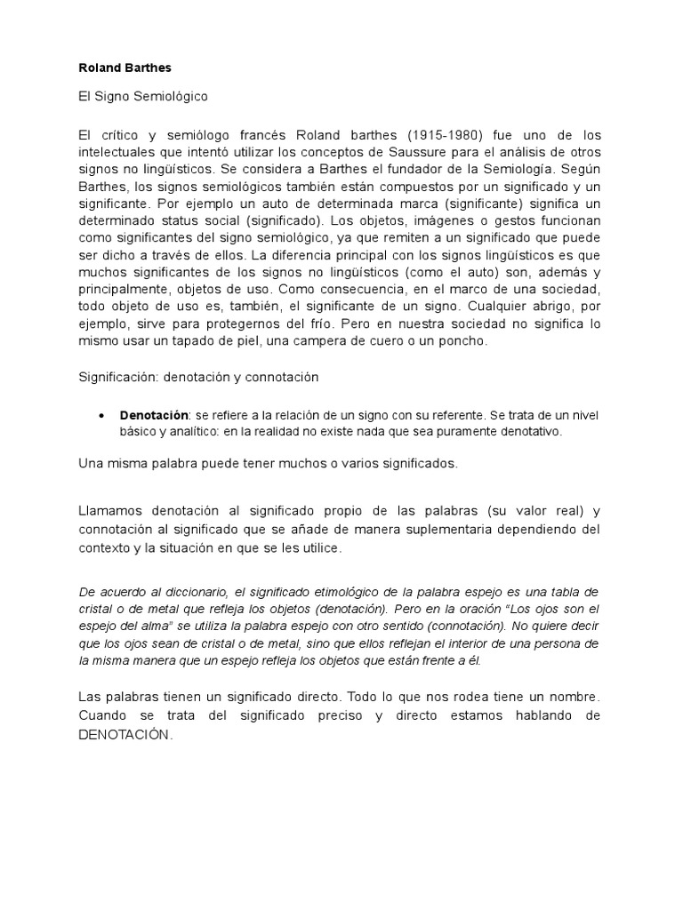El Signo Barthes | PDF | Connotación | Semiótica