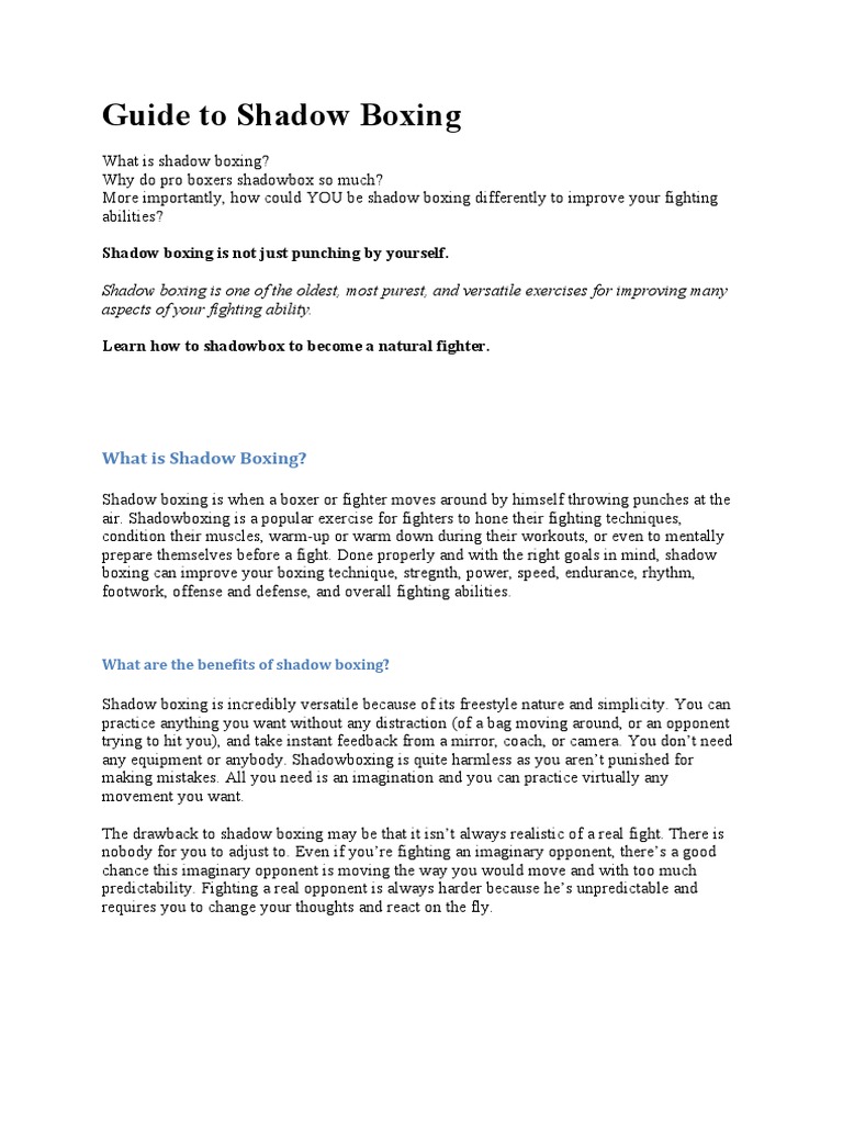 Guide To Shadow Boxing | PDF | Combat Sports | Sports