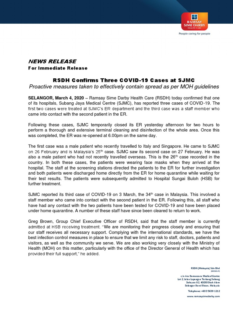 RSDH Confirms Three COVID-19 Cases at SJMC PDF | PDF | Health Economics ...