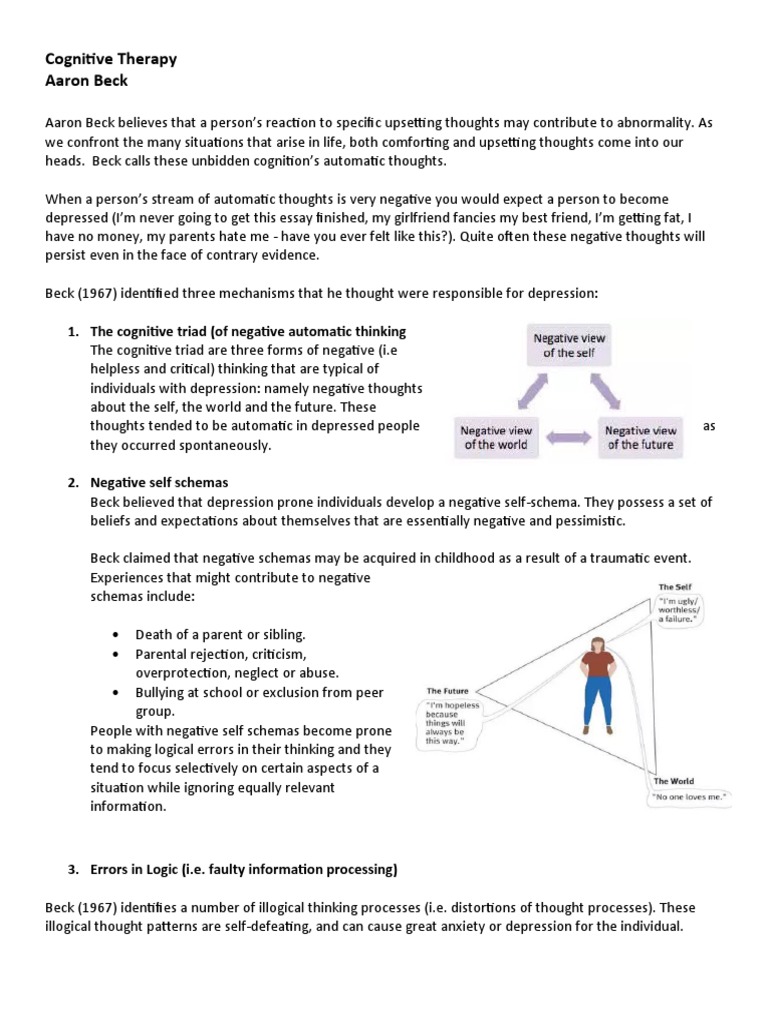 Cognitive Therapy Aaron Beck: 1. The Cognitive Triad (Of Negative ...